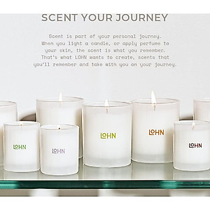 Lohn Jura Mini Scented Candle - Small Luxury Jar Candle for Home, Long Lasting Soy Wax Blend, Clean Ingredients, Orange, Eucalyptus & Sandalwood, 20 Hour Burn Time, 3 oz