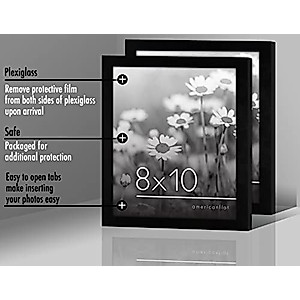 Americanflat 8x10 Picture Frame - 6 Piece Gallery Wall Frame Set in Black - Composite Wood with Polished Plexiglass - Horizontal and Vertical Formats for Wall and Tabletop