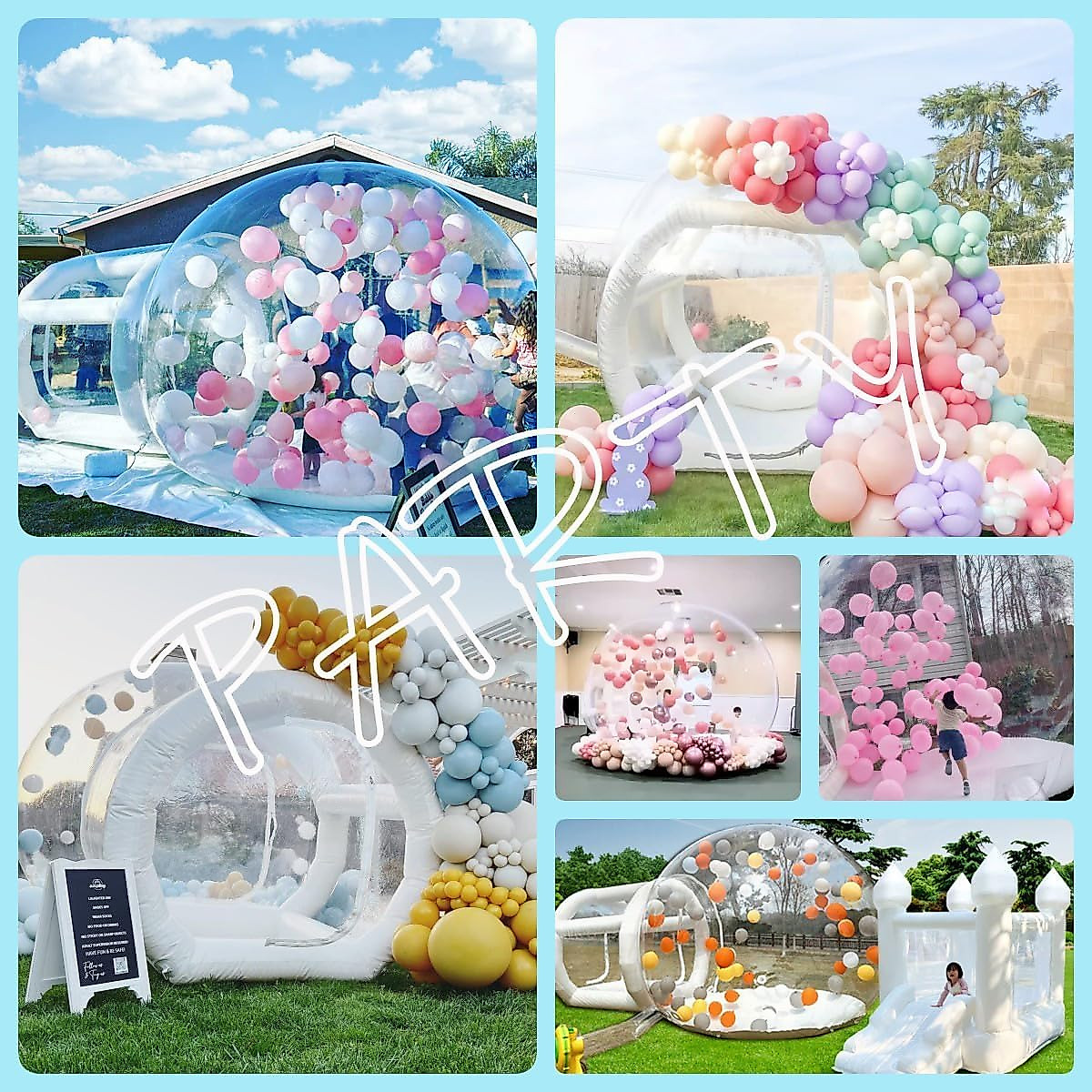 Inflatable Bubble House with 750w Blower, 550w Hand Pump, JJZZHG Bubble Tent 10FT Waterproof Transparent Dome 6FT Tunnel for Children's Party, Home Party, Malls, Parks Event Exhibition