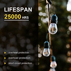 Visther Solar String Light Bulbs Replacement, DC 3V Low Voltage, Waterproof S14 E26 LED Bulbs, 1W 100LM 2700K, 15-Pack