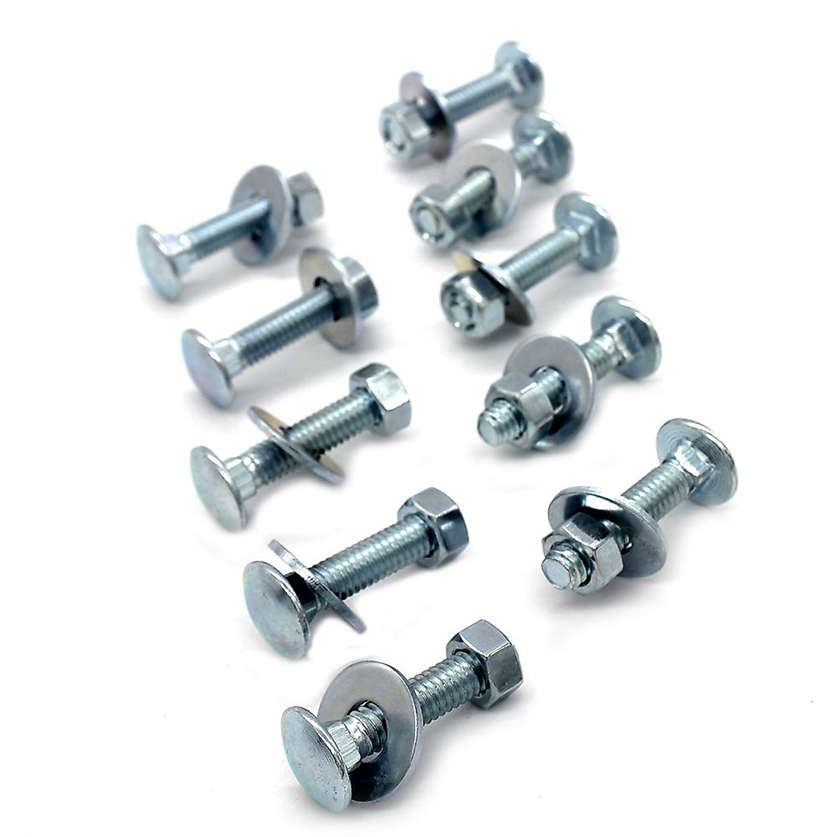 (10 pc) 5/16-18 x 1-1/2" Long Square-Neck Carriage Bolts Set w/Nuts & Washers,Zinc-Plated,Carbon Steel Grade 2,by Fullerkreg