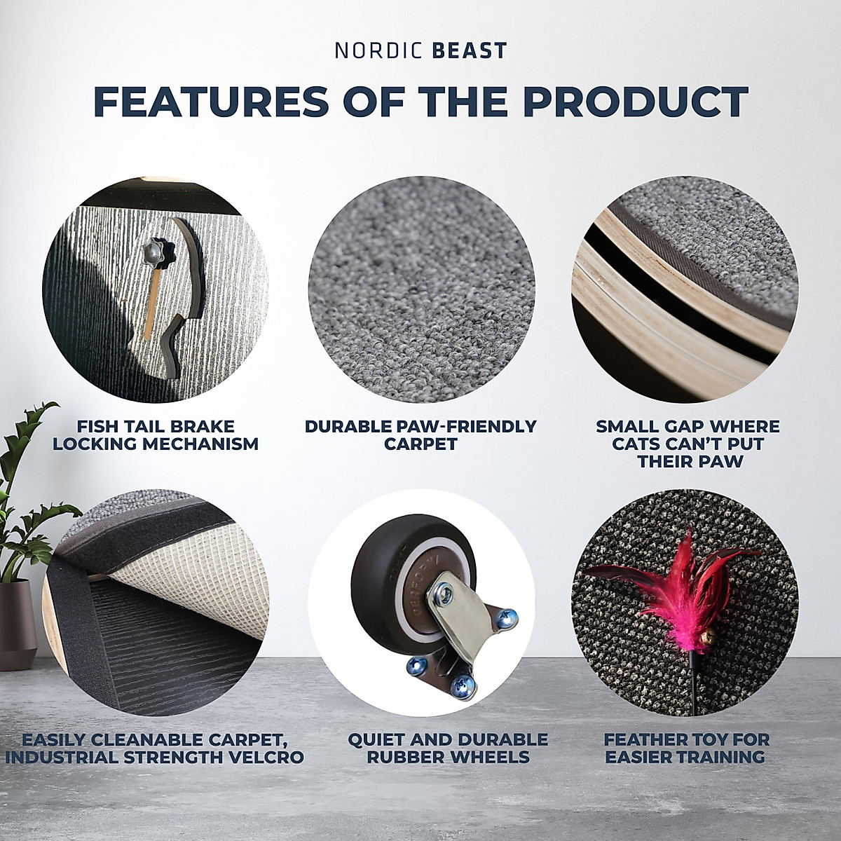 48'' Large Cat Wheel – Size Which Doesn't Negatively Affect Cat's Spine – Nordic Beast, Cat Exercise Wheel Indoor, Cat Wheels for Indoor Cats, Cat Treadmill, Cat Running Wheel, Cat Wheel Exerciser