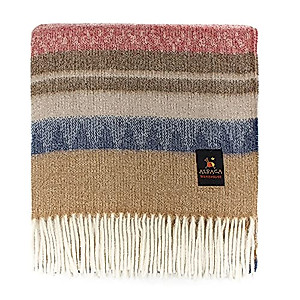 Alpaca Wool Blanket Throw Cherokee Design for Bed Couch Sofa Soft Warm Peruvian Alpaca Wool Blankets 72" x 60" (Combination 16 (Camel 2))