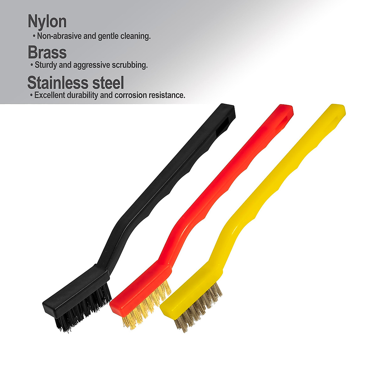 6Pcs Wire Brush Set, Stainless Steel/ Brass/ Nylon Bristle Brushes for Cleaning Rust, Scratch Wire Brushes for Cleaning Welding Slag, Paint and Dirt Removal