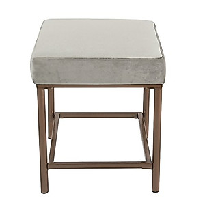 Spatial Order Hudson Modern Velvet Ottoman, Gold Metal Frame, Black