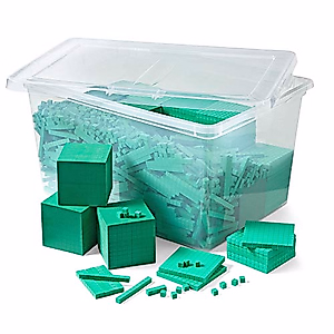 hand2mind Green Foam Base Ten Blocks Complete Set, Place Value Blocks, Counting Cubes for Kids Math, Base 10 Math Manipulatives for Kids, Kindergarten Homeschool Supplies (Set of 1610)