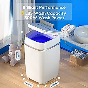 Auertech Portable Washing Machine, Mini Compact Washer 8LBS Washing Capacity Semi-Automatic Laundry Machine, Time Control