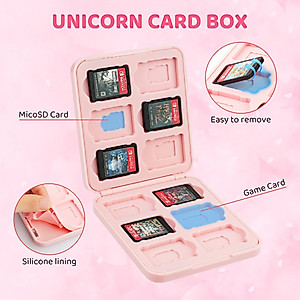 FANPL Carrying Case for Nintendo Switch & OLED Mode, Pink Cute Unicorn Travel Hard Protectiv Cover for Switch with Games Case