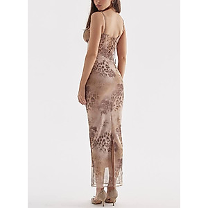 Sexy Floral Spaghetti Strap Bodycon Maxi Dress for Women Y2K Low Cut Bustier Long Dress Backless Dresses E Girl Streetwear