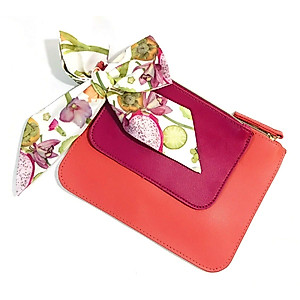 Estee Lauder Cosmetics Makeup Travel Bag (Amba Living x Estee Lauder ≈ Coral & Fuchsia 2 Pc Set)