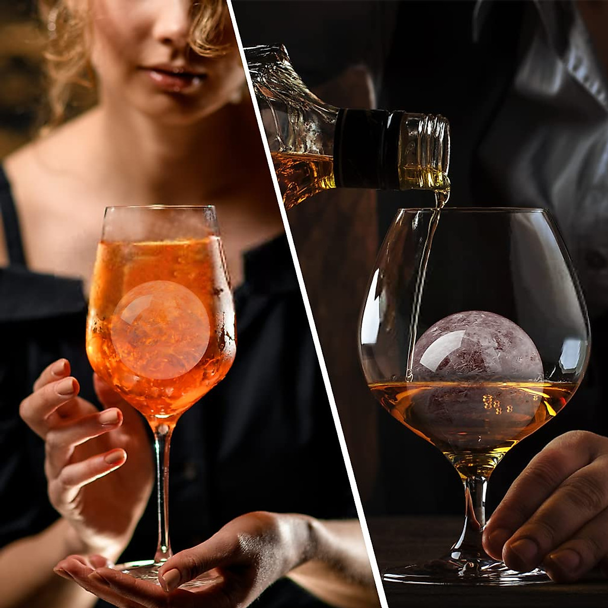 Ice Ball Maker, TINANA Reusable 2.5 Inch Ice Cube Trays, Easy Release Silicone Round Ice Sphere Tray with Lids & Funnel for Whiskey, Cocktails & Bourbon