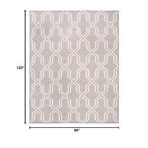 SAFAVIEH Dhurries Collection 8' x 10' Grey/Ivory DHU559G Handmade Flatweave Premium Wool Area Rug