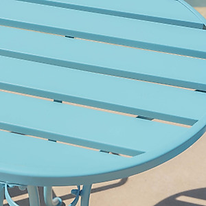 Christopher Knight Home Colmar Outdoor Iron Bistro Set, 3-Pcs Set, Matte Blue