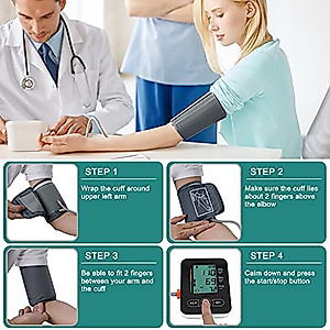 Blood Pressure Monitor - Portable Fully Automatic Digital Upper Arm Blood Pressure Monitor with Extra Large Cuffs,Large LCD Display BP Monitor for Home Use - No Voice Function (Black)