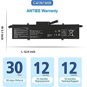ANTIEE C41N1908 Laptop Battery Replacement for ASUS Zephyrus G14 GA401 GA401II GA401IV GA401IH GA401IU GA401IHR GA401QC GA401IVC GA401QH GA401QM GA401QE PX401IV PX401QM 15.4V 76Wh 4940mAh