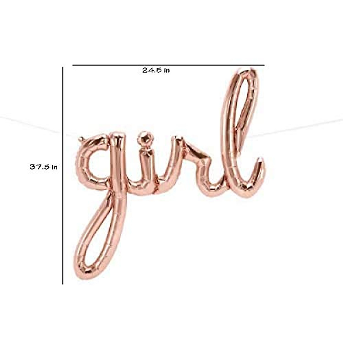 Rose Gold “Girl” Script Foil Balloon - 24” One-Piece Letters Balloon for Girl Baby Shower, Gender Reveal, Pregnancy Announcement, First Birthday Party, Christening, Baptism, Nursery Decoration