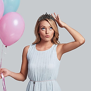 AOPRIE King & Queen Artemis Tiara and Crown for Women Men Crystal Hair Accessories for Wedding Prom Bridal Birthday Party Halloween Costume Christmas Gifts Black Princess Tiara for Girls Boys