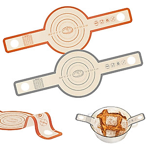 2 PCS Silicone Bread Sling for Dutch Oven - Platinum Silicone, Reusable Non-Stick and Easy Clean Baking Mat Supplies, Extra Long Handles for Easy Sourdough Bread Transfer