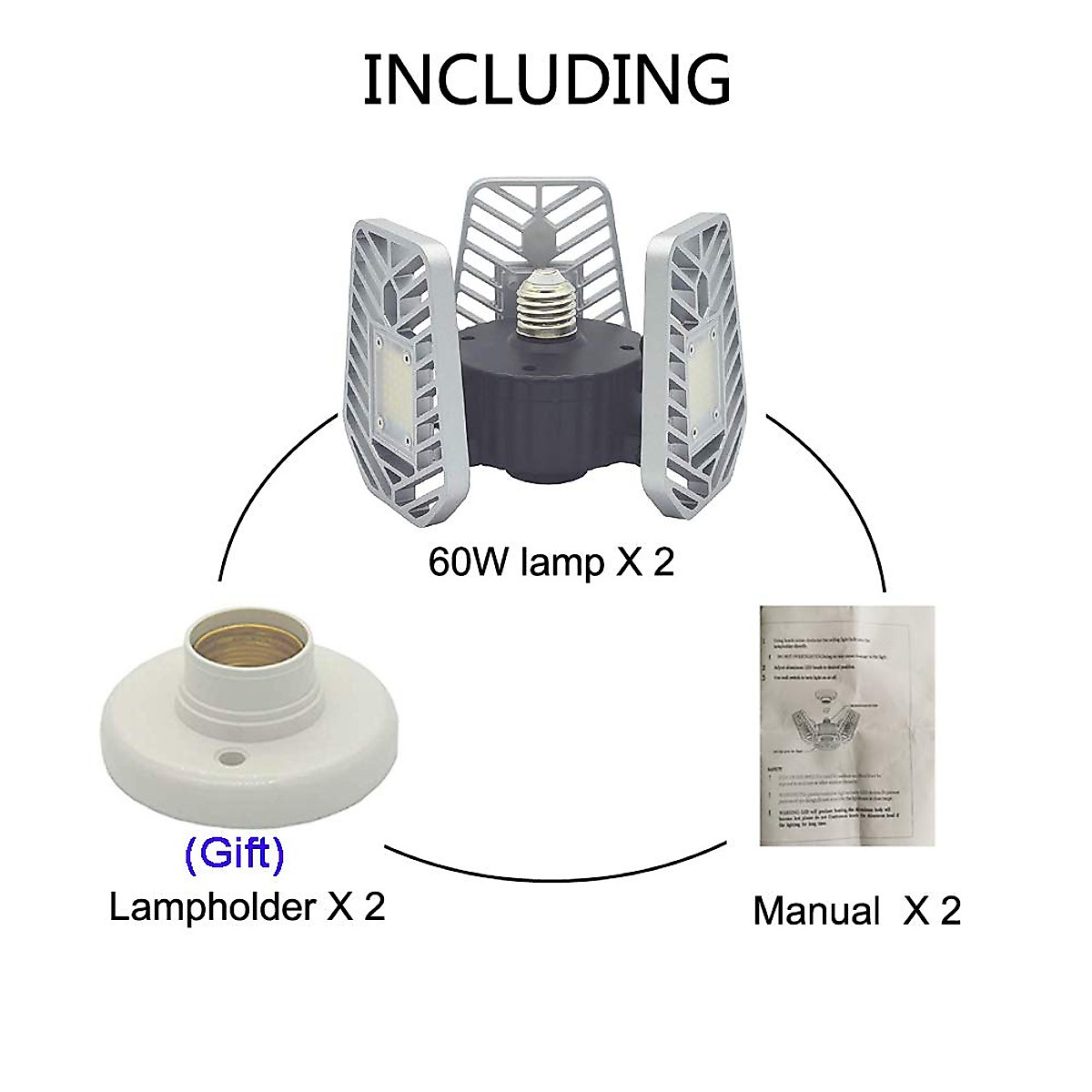 LED Garage Lights 2pack, 60W Daywhite LED Garage Ceiling Lights, 6500Lm led Garage Light CRI 80 led Adjustable Garage Light,led Lights for Garage Barn,Warehouse,Basement