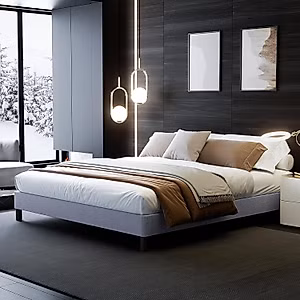SUMELL Full Size Bed Frame - 14 Inch Platform Bed Frame,Tool-Free Assembly Mattress Foundation/Wooden Slats Support/No Box Spring Needed/No Noise,Gray