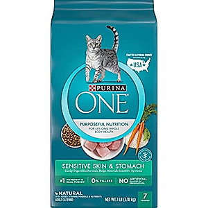 Purina ONE Sensitive Stomach, Sensitive Skin, Natural Dry Cat Food, +Plus Sensitive Skin and Stomach Formula - 7 lb. Bag