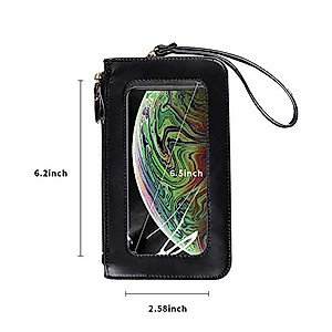 Hojaster Women Phone Purse, Lightweight Crossbody Bag Touch Screen Phone Pouch Case Wristlet Wallet for iPhone 11 Pro Max Xs Max 8 Plus, Samsung Galaxy A50 A51 A20 S10 S9 Plus S20 Plus Note 9 (Black)