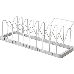 Yamazaki 3965 Under-Sink Extendable Pot Lid & Frying Pan Stand, White, Approx. W 17.7-32.3 x D 7.9 x H 6.9 inches (45-82 x 20 x 17.5 cm), Plate, Kitchen Storage, Handle Rest