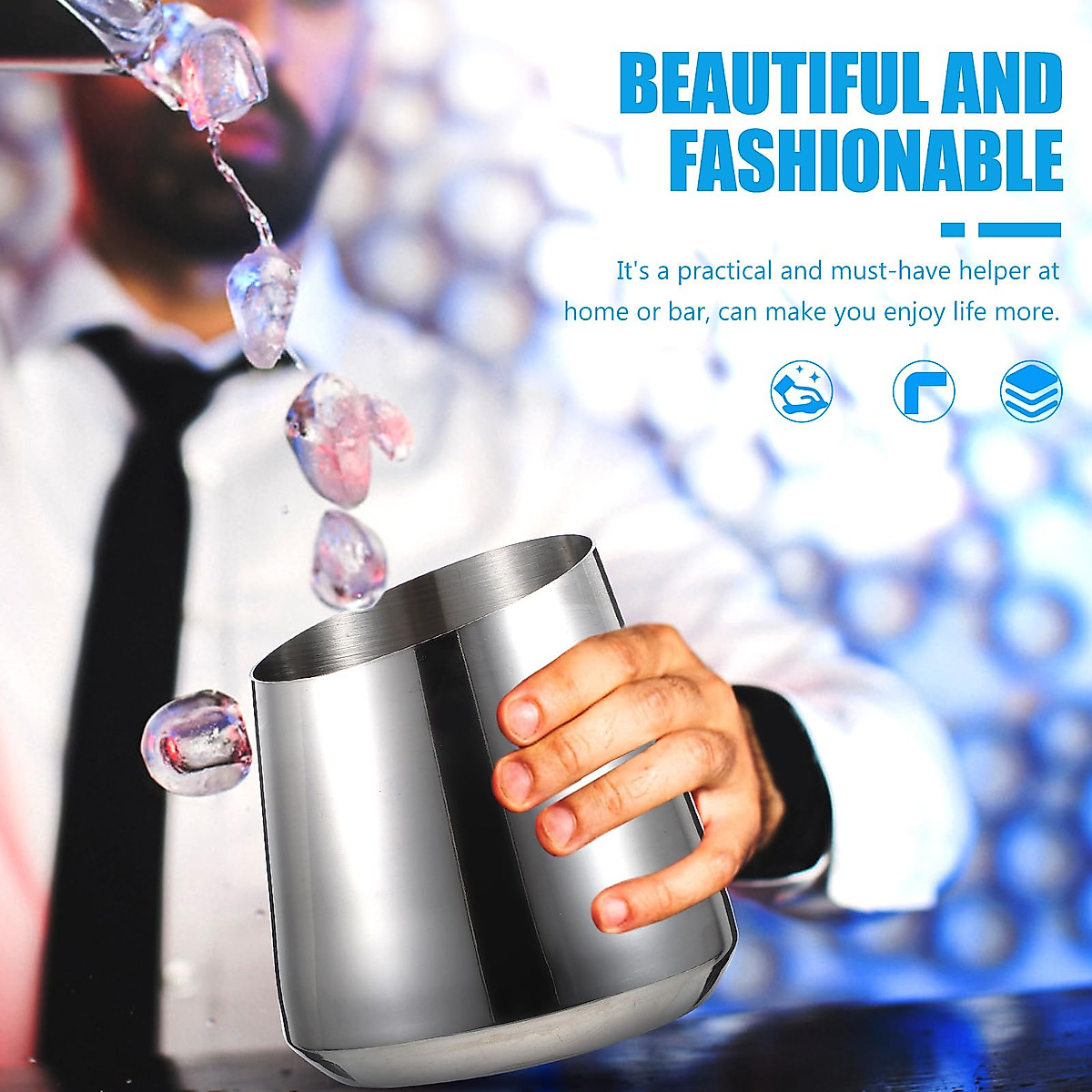 Garneck Stainless Steel Bucket Beer Bottle Bucket Double Metal Cooler Bucket Metal Ice Bucket Holder Cocktail Ice Drinks Buckets Bottles Cooler Tinplate Tableware