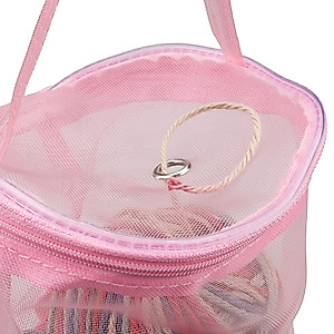 Craft County Mesh Yarn Holder with Carrying Handle – Collapsible Container to Store and Transport – Pink (Small)