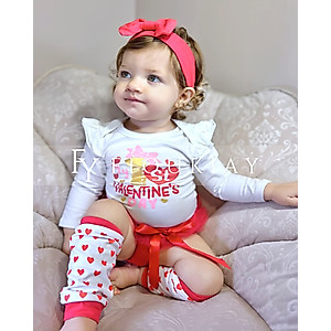 fioukiay 0-3 Months Baby Girls Valentine's Day Clothes Little Girls My First Valentine's Day Outfits Clothing Set (Red, 0-3 Monts)