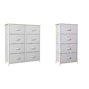 YITAHOME Storage Tower & Dresser with 4 Drawers - Fabric Storage Tower, Organizer Unit for Bedroom, Living Room, Hallway, Closets & Nursery - Sturdy Steel Frame (Light Grey) (FTBFSD-0001)
