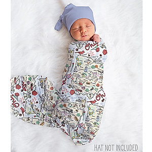 Fish Kiss® Ohio Map Repeat Baby Blanket for Boys and Girls, 28 x 36 inch, Pima Cotton Interlock Knit, Receiving Blanket, Ohio Baby Gift, Newborn Unisex Baby Gift