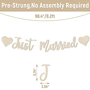 Just Married Banner - NO DIY - Wedding Party Decorations, Just Married Sign, Wedding Bridal Shower Party Decorations Champagne Gold Glitter