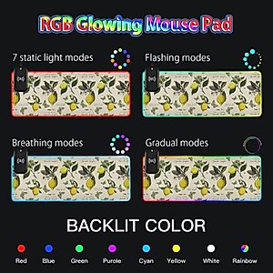 Lemon Tree Wireless Charging Mouse Pad for Mobile Phone Extra Large Gaming Mousepad with 13 Lighting Modes Keyboard Mat for MacBook PC Laptop Desk Office Home Gaming