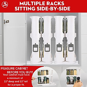 Multi functional Pull-and-Rotate spice Organizer for drawer, Countertop, Garage Storage rack Spice Rack for Cabinet, Makeup Organizer for Jars, Bottles, Medicine (White)