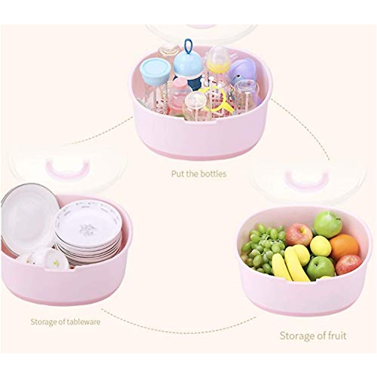 Baby Bottle Drying Rack Storage Large Container with Cover Drainer (Green)