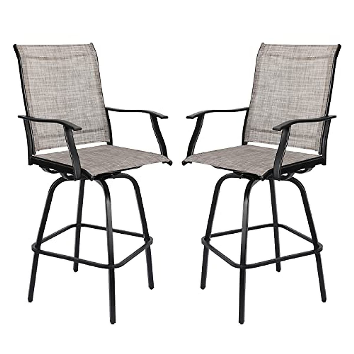 Vipush 2 Piece Swivel Bar Stools Outdoor High Patio Chairs Furniture with All Weather Metal Frame
