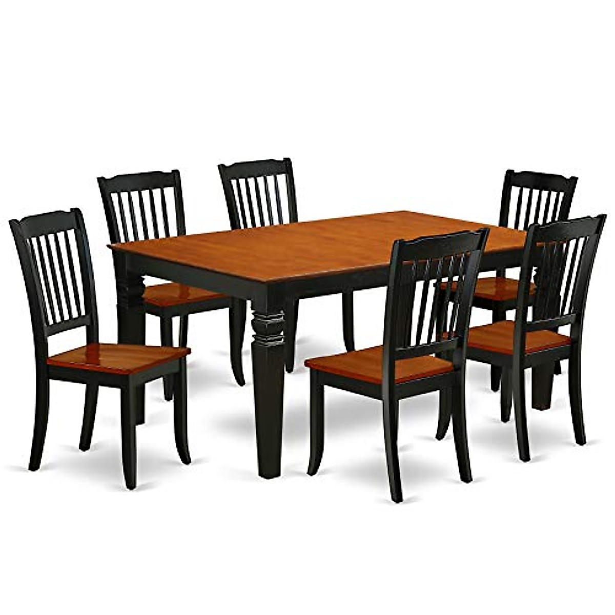 East West Furniture WEDA7-BCH-W Dining Table Set, 7-Piece