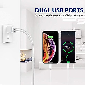 LUOATIP iPhone Charger Cable 3ft 6ft 10ft with Wall Plug, 5-Pack Long Charging Cord + Dual Port USB Block Cube Adapter Replacement for iPhone 11 XS/XS Max/XR/X 8/7/6/6S Plus SE/5S/5C, Pad, Pod
