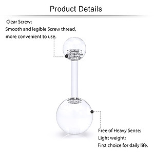 Cisyozi 16G Clear Plastic Nose Rings Stud Piercing jewelry Retainer Work Sport Surgery Silicone Lip Septum Eyebrow Belly Nipple Tongue Ring Cartilage Tragus Earrings Hoop Industrial Piercing Jewelry