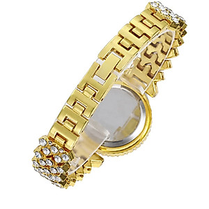 Weicam Elegant Women Crystal Bangle Analog Quartz Wristwatch (Gold)