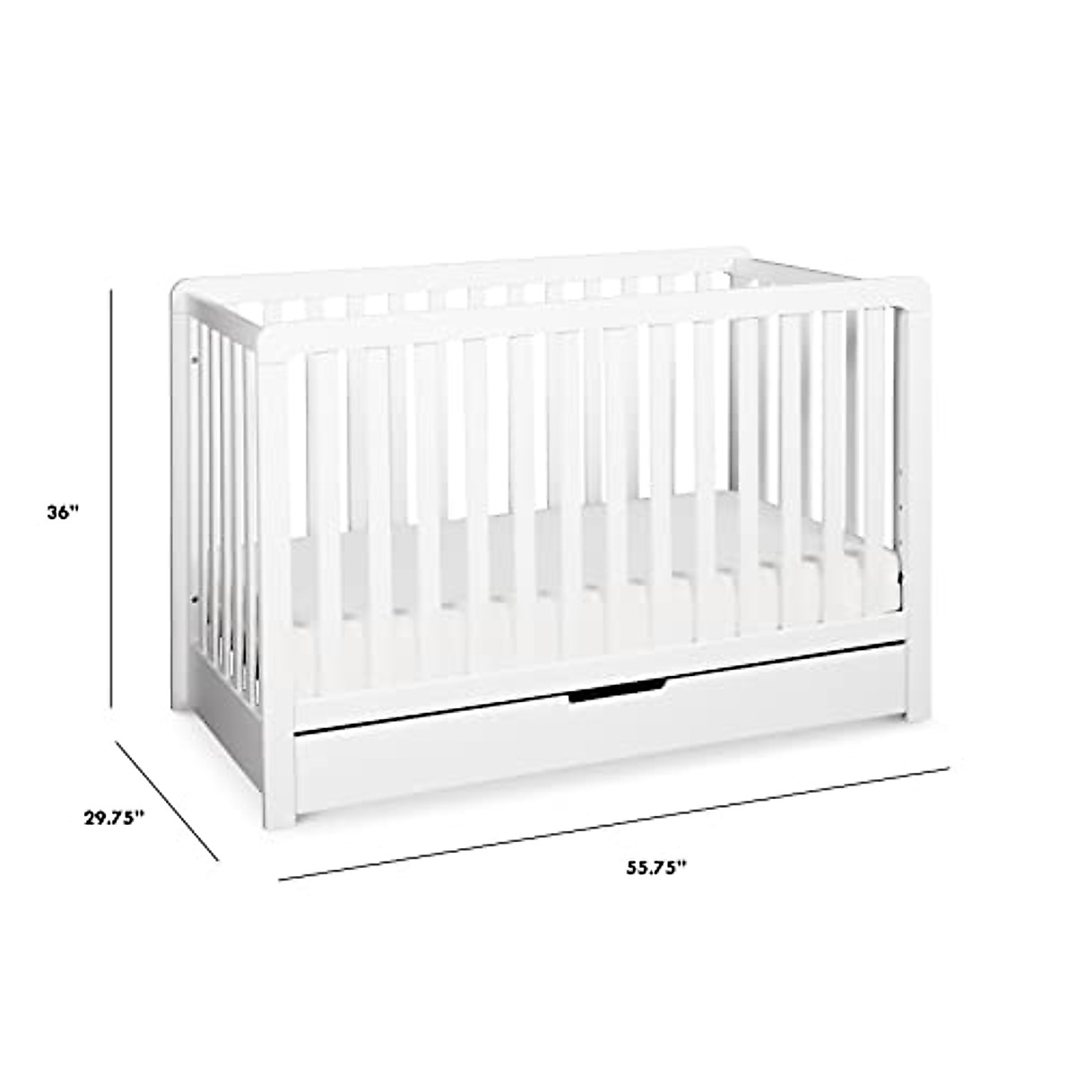 Carter's by DaVinci Colby 4-in-1 Convertible Crib with Trundle Drawer in White, Greenguard Gold Certified, Undercrib Storage