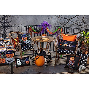 Pillow Perfect - 386065 Outdoor/Indoor Polka Dot Tufted Seat Cushions (Round Back), 19" x 19", Black, 2 Pack