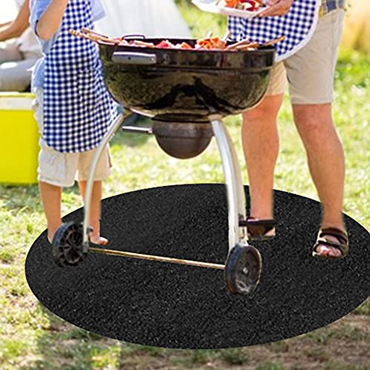 Yuhoo Round Fire Pit Mat, 40 inch Patio Fireproof Mat, Fireproof Pad Heat Deflector BBQ Floor Protective Mat, Reusable Deck Protector for Wood Burning&Gas Fire Pit Pad, BBQ Smoker(Size:40inch)