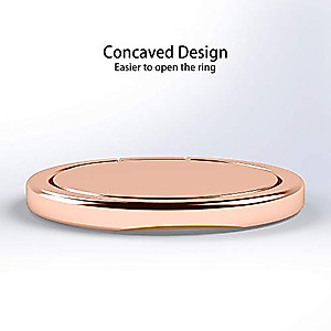 Ultra Slim Phone Ring Holder, Tomorotec Thin Cell Phone Ring Stand for Magnetic Car Mount with Black Car Mount Hook - for iPhone X XR XS 8 7 Plus 6S 6 5s 5 SE, Galaxy S8 S7 S6 Edge (Rose Gold)