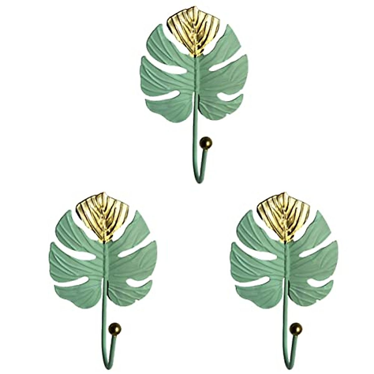 Alipis 3pcs Gift Clothing Rack Bags Hanging Robe Bathroom Cast Metal Leaf Holder Mounted for Multifunctional Hanger Monstera Car Rustic Home Coat Hooks Key Hat Shaped Iron Cloth Towel