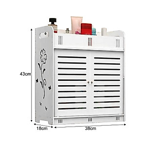 Bathroom Shelve Cabinet Wall Mounted, Small Bathroom Medicine Cabinet Bathroom Organizers and Storage with Vent Doors Self-Adhesive Multi-Grid Tiers Hollow Flower Pattern (white)