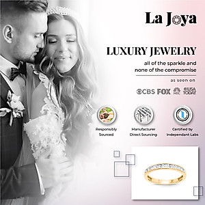 La Joya 1/2 CT TW Certified Lab Created Diamond Rings for Women - Solid 10k Yellow Gold Channel Set Wedding Band, Anniversary Band, Promise Ring And Stackable Band - Women's Ring Size 8.5