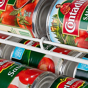 Auledio Stackable Can Rack Organizer For Kitchen Cabinet, Pantry Organization And Storage Dispenser, Holds 36 Soda Cans Or Canned Food, Metal White (White)