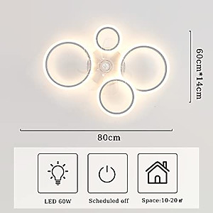 ZEELYDE Chandelier,Design Ceiling Fans with Lights and Remote, Dimmable Quiet Modern Ceiling Fan with Led Lamp, DC Reversible 6 Speed Ceiling Fan with Lighting for Bedroom Living Room -White